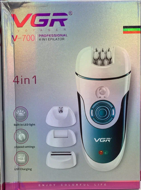 Эпиляторы женские/эпилятор/4 в 1/Электробритва женская/Женский триммер/Пемза для ног Эпилятор (4 в 1) VGR V-700