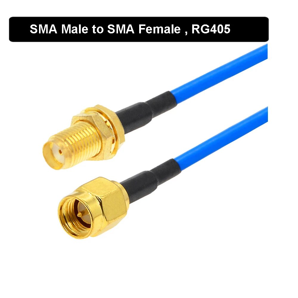 Коаксиальный кабель SMA Male to SMA Female RG405, 15см, синий