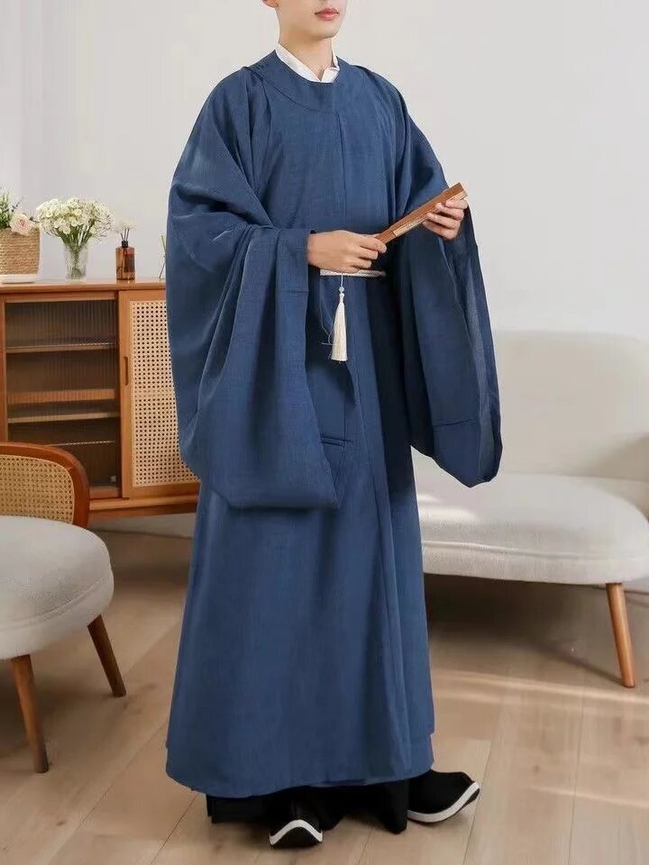 Классический халат Ханьфу WYLQECHO Темно-синий, XL 75-100kg, blue robe