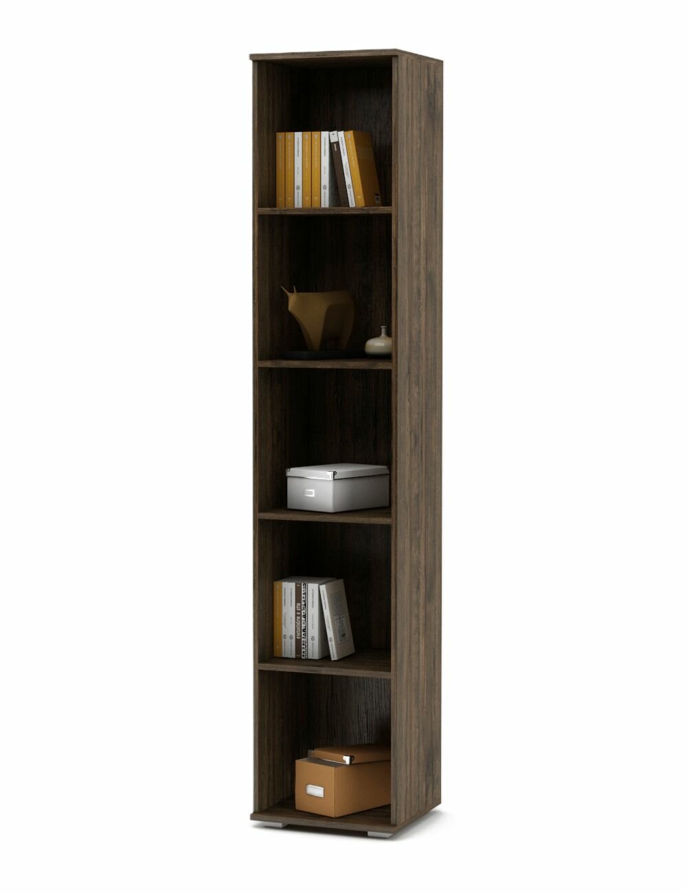 Стеллаж деревянный для книг, гостинной и мелочей Тунис (Никс) 1, ЛДСП, с полками