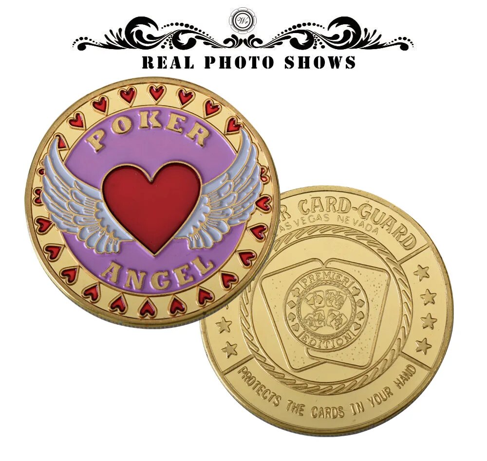 Металлический жетон Poker Angel, золотой, coin 23