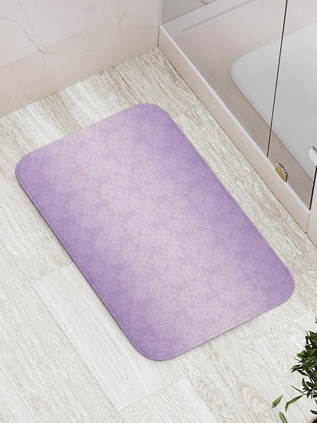 Коврик для ванной комнаты, туалета "Нежность дамасского декора" противоскользящий, 52х77 см, JoyArty