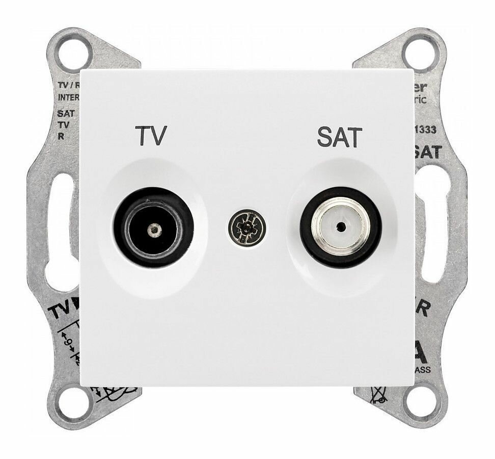 Розетка TV-SAT Schneider Electric Sedna оконечная 1dB SDN3401621 белая (в рамку).
