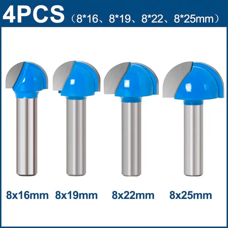 CMCP фреза 8 мм хвостовик шаровая Концевая фреза 16/19/22/25 мм круглый нос бухта сердечник фреза деревообрабатывающие фрезы 4pcs