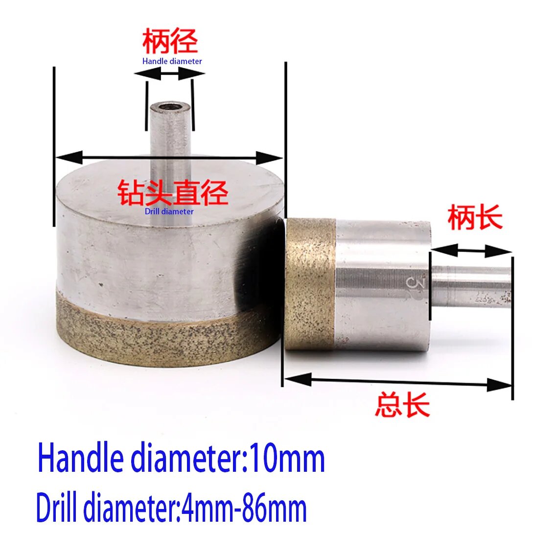 Алмазное сверло для стекла 4-84 мм, Handle diameter: 10mm, Specification: 7mm