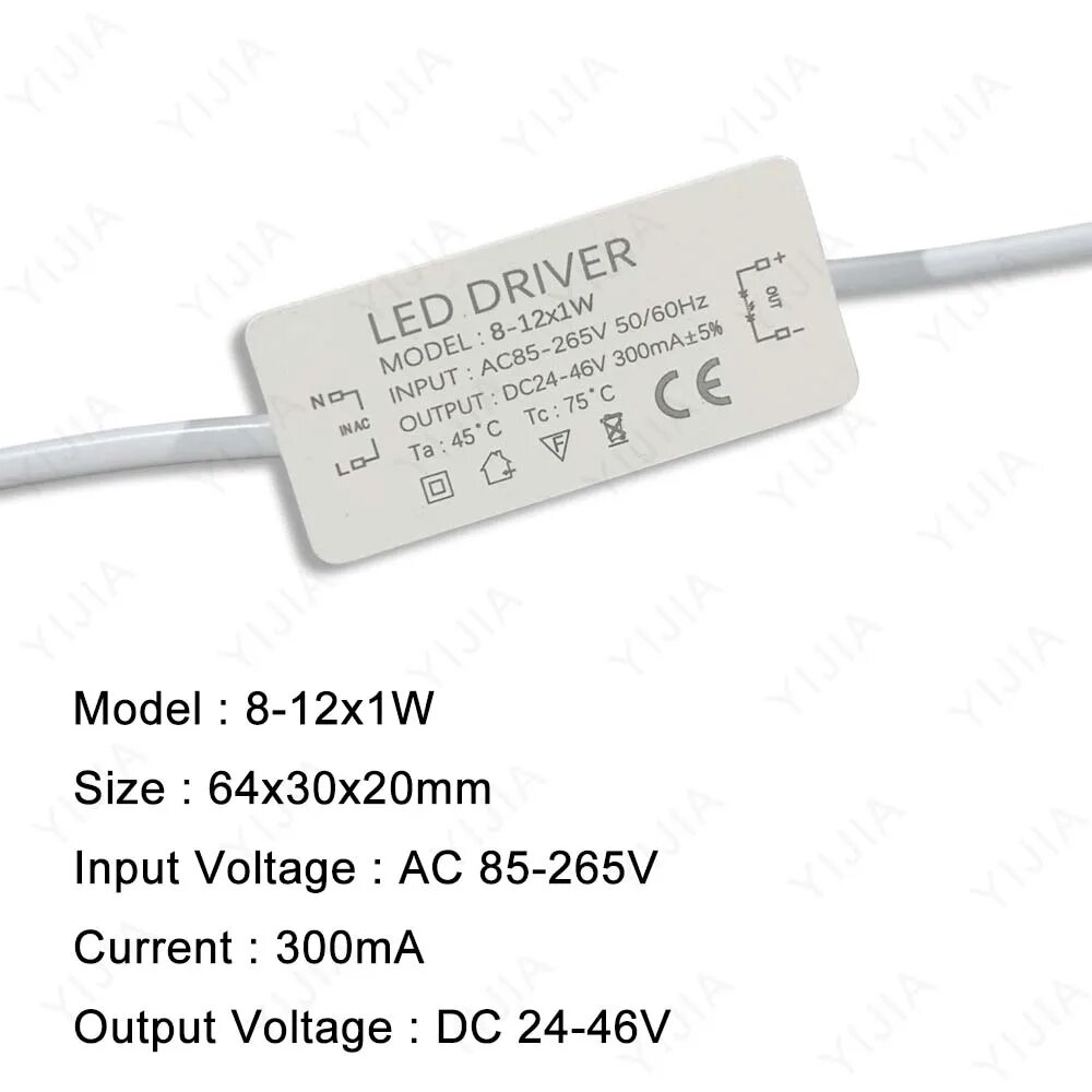 Светодиодный драйвер 220В 1-36Вт 8-12x1W-PC