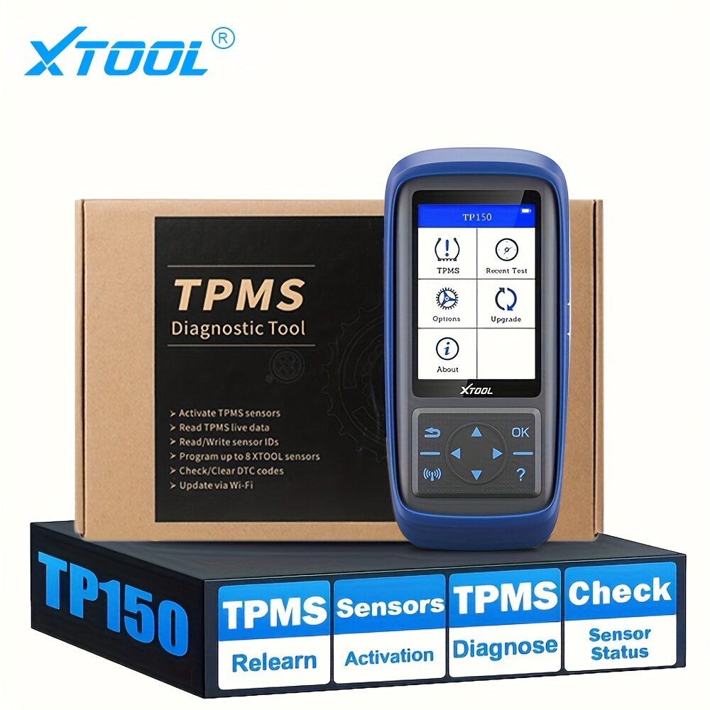 XTOOL TP150 3.95' inch, TPMS system diagnostic scanner, 2024 latest model, free lifetime update, color display, support for 13 languages. WIFI connection, tire pressure sensor programming