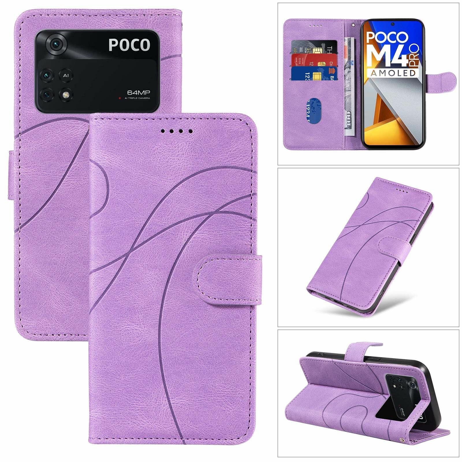 YIKATU Чехол-книжка для Xiaomi poco M4 Pro 4G (Сяоми Поко M4Про 4Джи) кожаный чехол с магнитной застежкой и слотом для карт и ремешком на руку