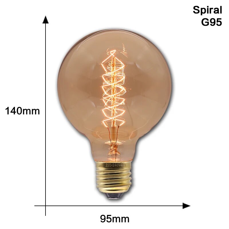 Лампа Эдисона PARSON A19/A60/ST64/G80/G95/T10/T45/T185 40W 220V/110V