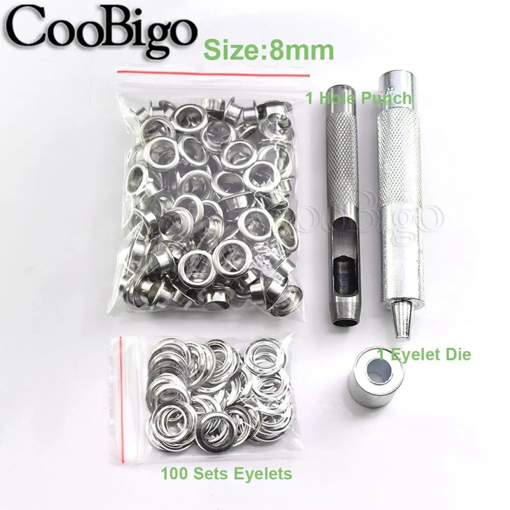 Комплект серебряных люверсов 100 шт. Dia. 8mm