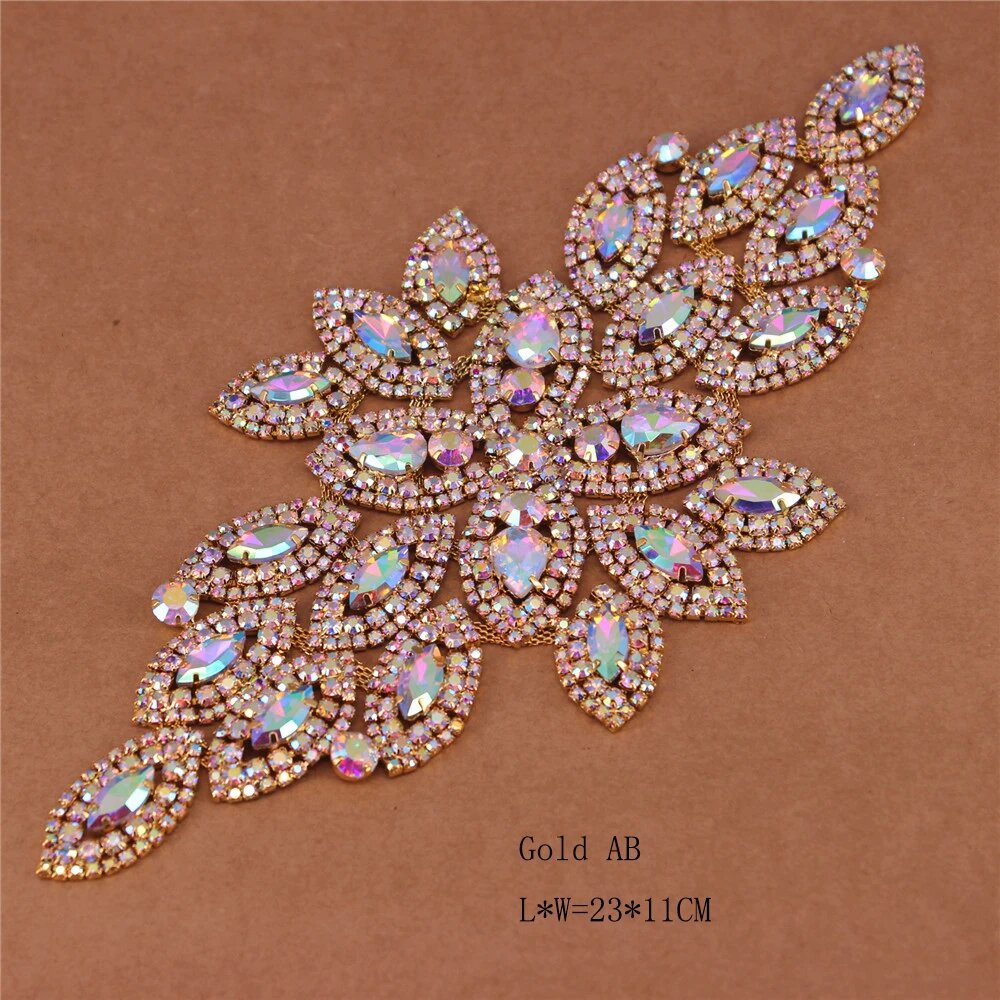 Стразы для шитья на круглых стразах, Crystal applique14