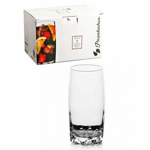 Стакан высокий, 375 мл, комплект 6 штук, стекло, PASABAHCE "сильвана", фирменная подарочная упаковка, 42812