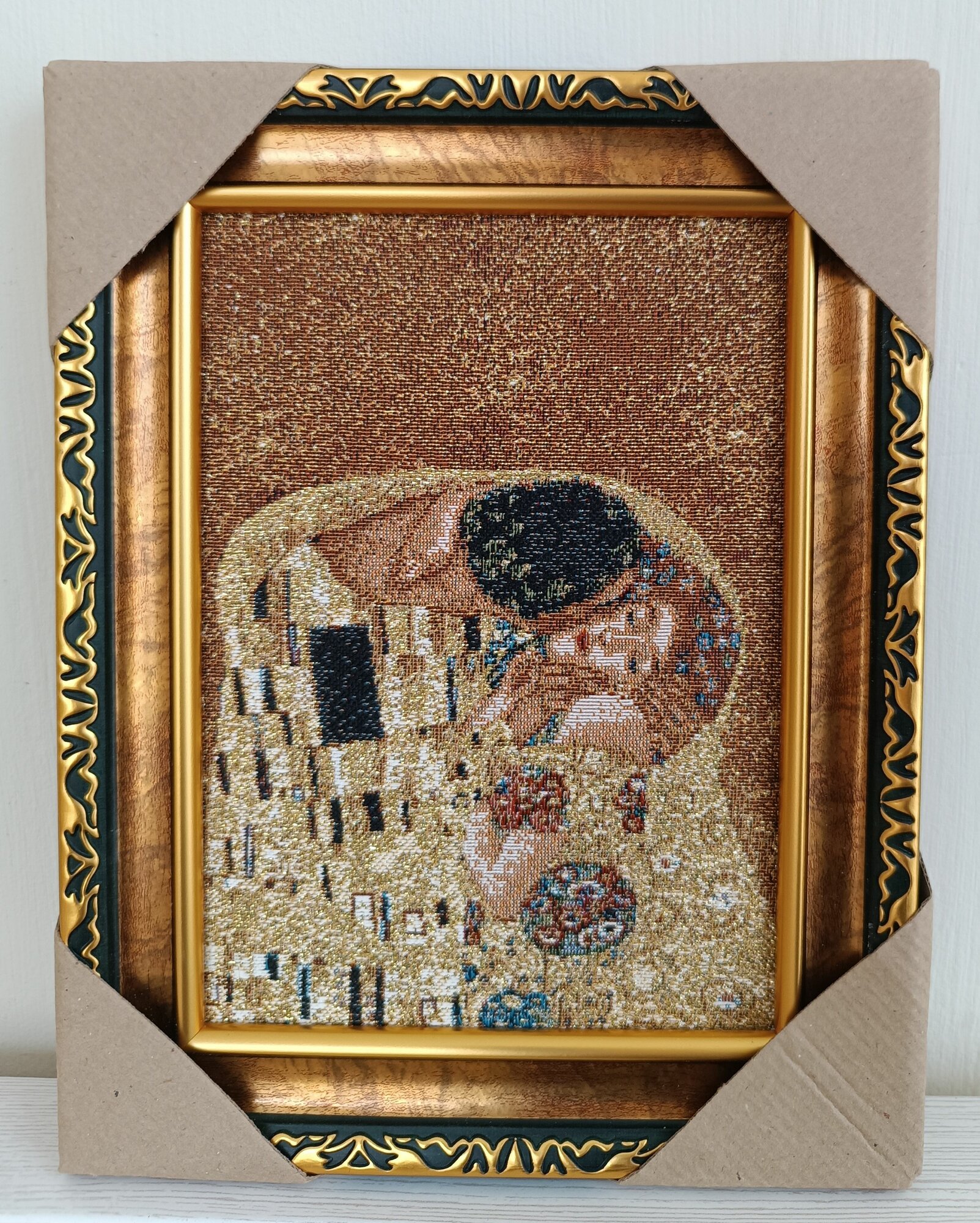 Картина гобеленовая "Густав Климт. Поцелуй" 28х22