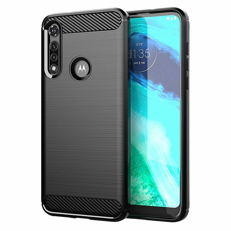 Чехол для Motorola Moto G8 Plus, черный, карбон