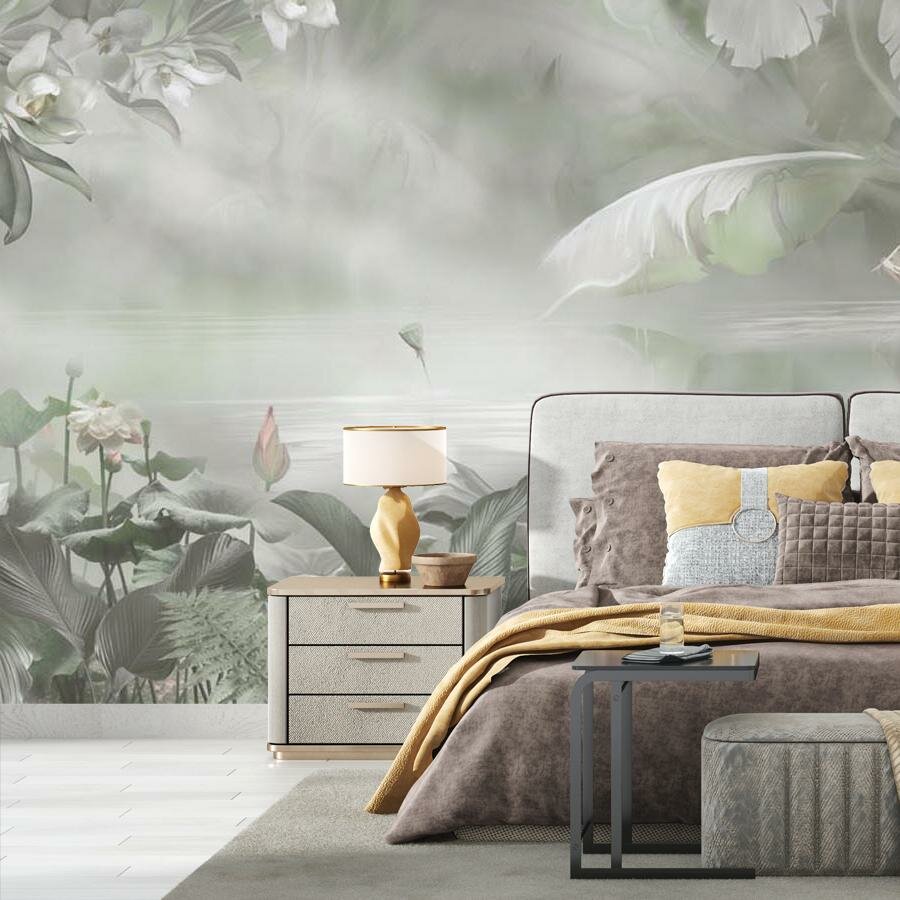 Фотообои Тропический лес в тумане 13-470-S-Флок 270 x 200 см (ВхШ) Бесшовные, флизелиновые, влагостойкие обои MasterFresok