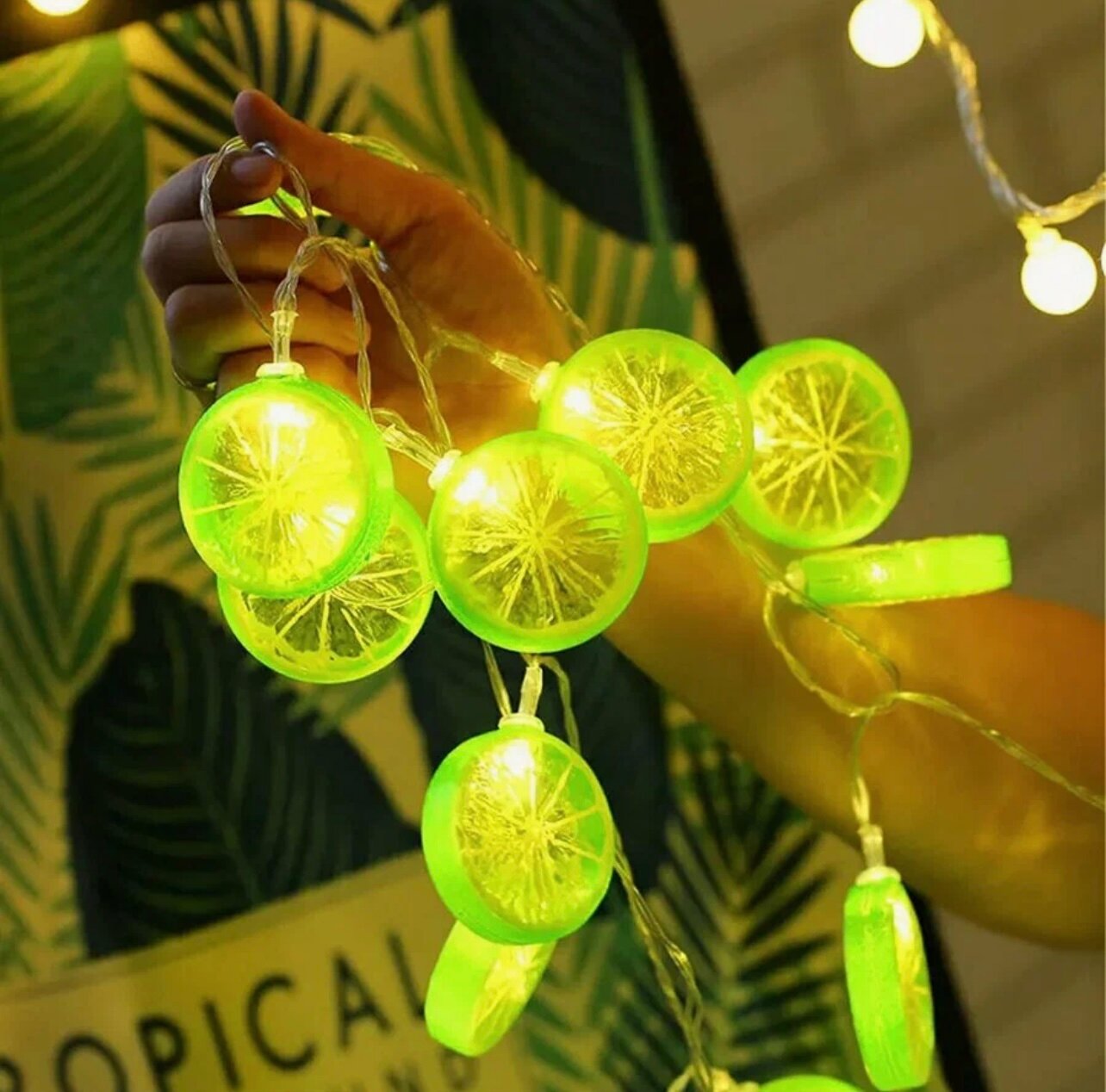 Гирлянда интерьерная лаймы 4 метра, 20 ламп интерьерная гирлянда работает от сети 220в