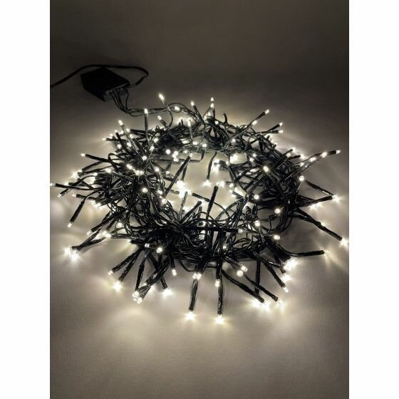 Новогодняя гирлянда 200 LED нить мишура 3,9 метров, зеленый провод, теплый свет, 220V