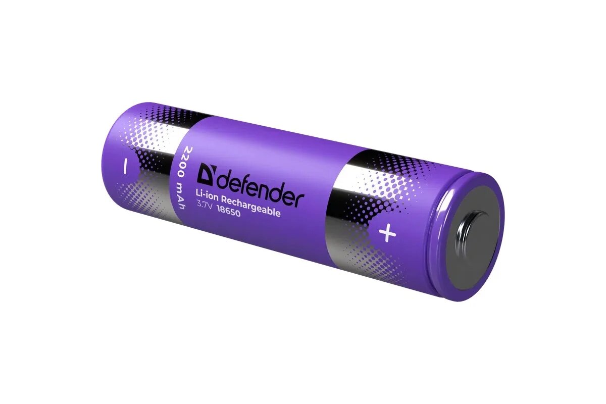 DEFENDER 18650-1BL аккумуляторная батарея Li-ion 2200 mAh блистер 1 шт 56701 в упаковке