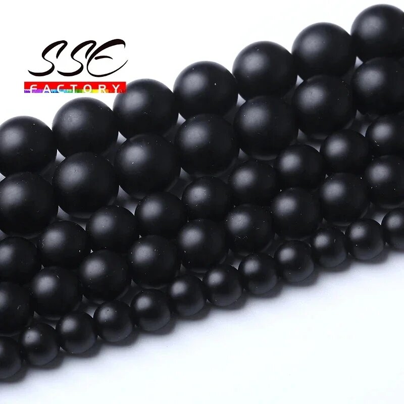 Бусины из белого агата и оникса Sunshine and Beads 4-12 мм Черный, 10mm 36 to 38pcs, matte agate