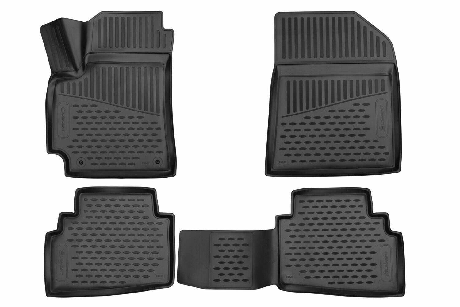 Коврики Standard, 3D в салон для KIA Seltos, 2WD/4WD, 2020- кроссовер, 4шт. (полиуретан, чёрные) Element. ELEMENT3D02441210