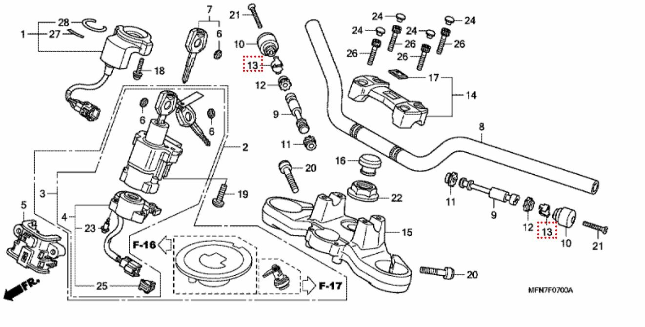 Фиксатор груза руля мотоцикла Honda; Артикул Honda: 53108KR3940 (Оригинал)