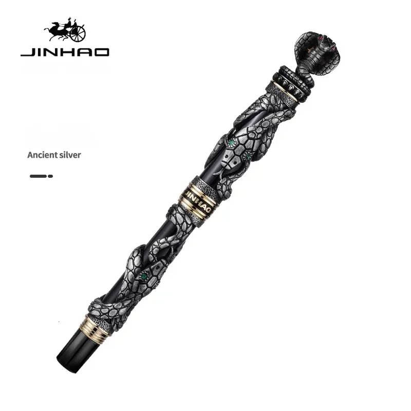 Jinhao золотая перьевая ручка с змеиным наконечником F/1,0 мм F, Ancient Silver