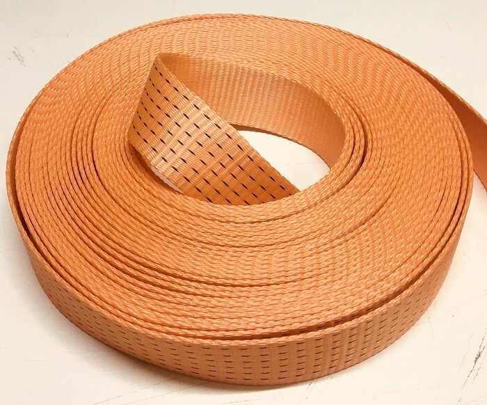 Стропа ременная /лента для стяжного ремня / оранжевая ширина 50 мм длина 60 метров прочная легкая надежная синтетика (полиэстер) ЛСР50-60 ДомовоД