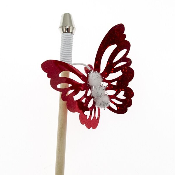 Дразнилка-удочка для кошек Кот Лукас Бабочка-Гало, деревянная палочка, 50 см