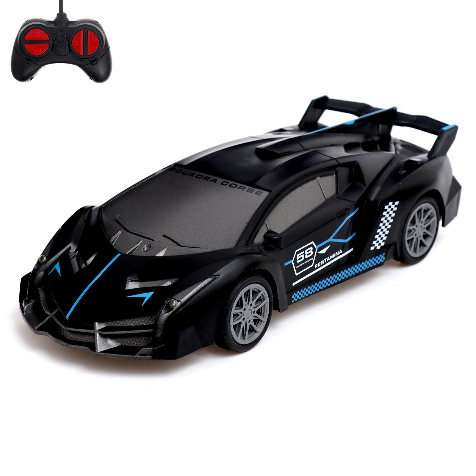 Машинка на пульте управления "Жажда гонок" для мальчика, гоночная светящаяся машинка-игрушка для малышей, масштаб 1:20, работает от батареек, цвет чёрный