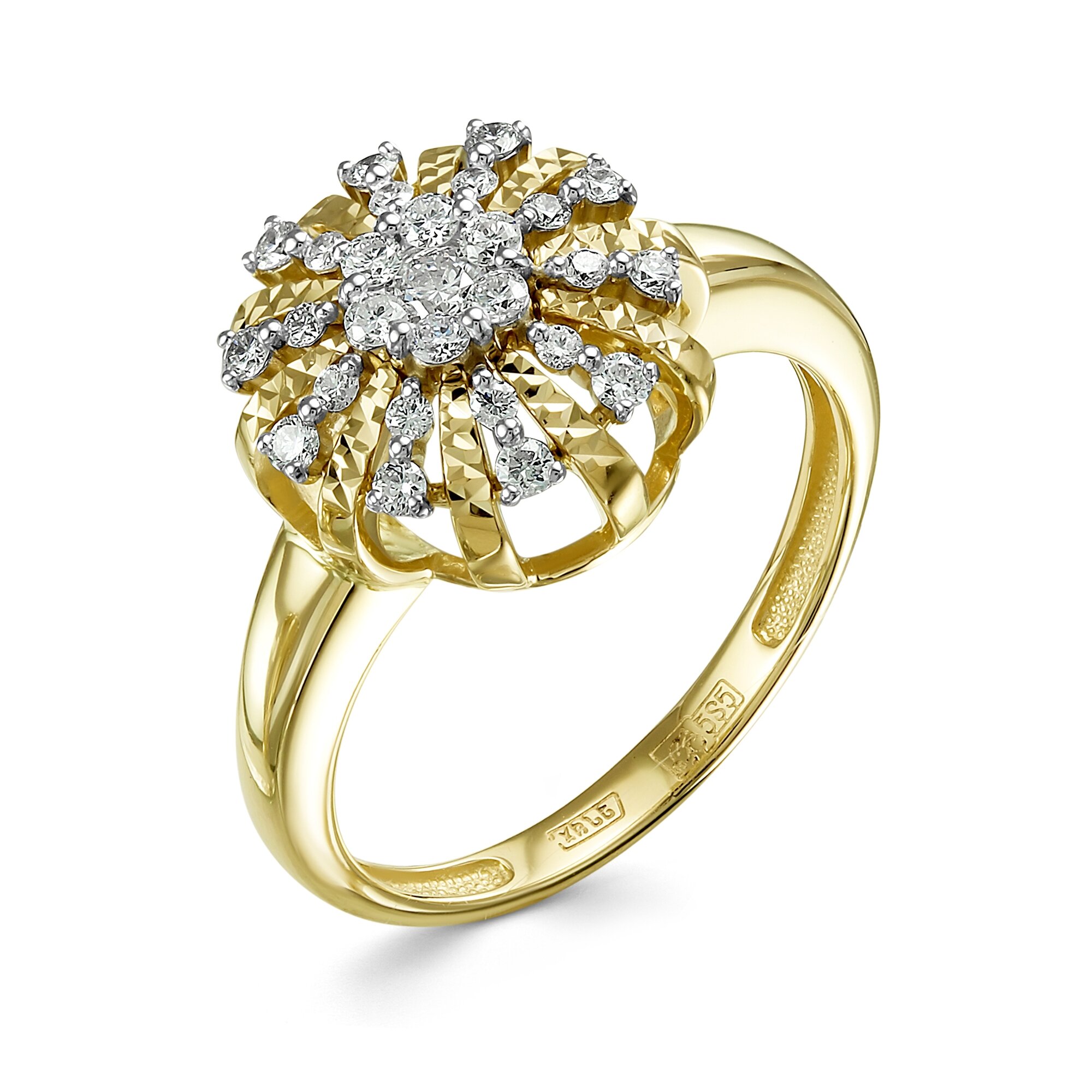 Кольцо, желтое золото, 585 проба, бриллиант