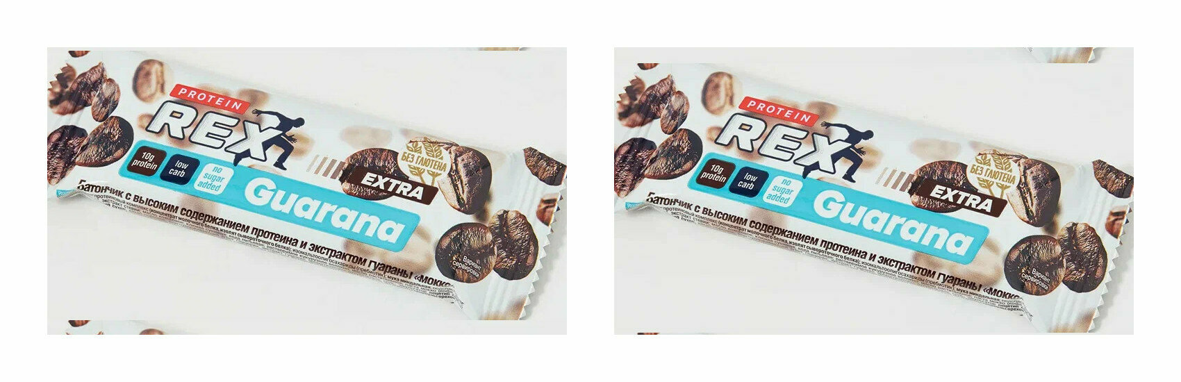 Батончик REX EXTRА, Мокко с высоким содержанием протеина, с экстрактом Гуараны 40 гр, 2 шт.
