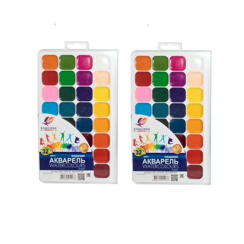 Луч Краски акварельные, Классика, 32 цвета, 2 уп.