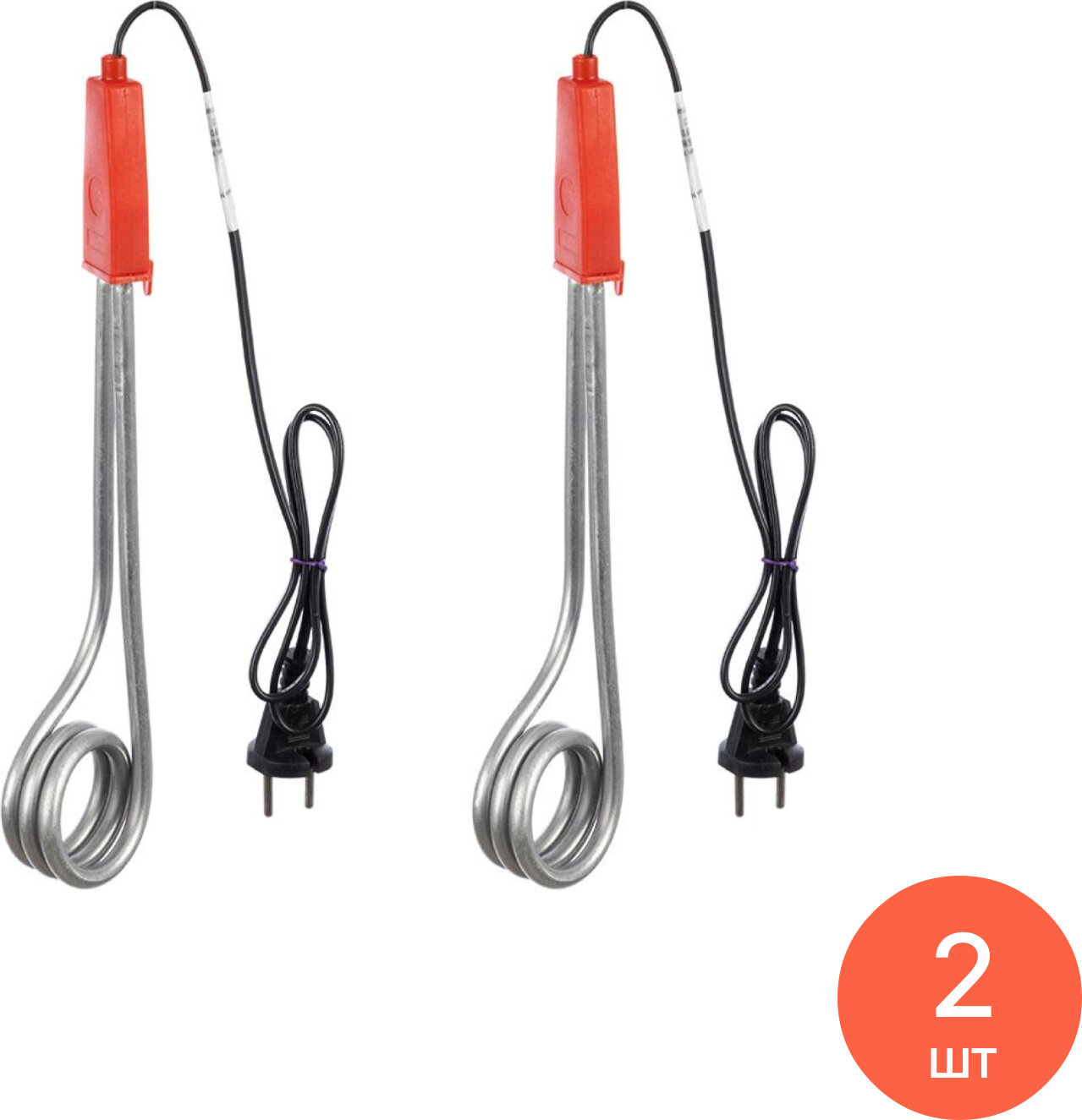 Кипятильник Матрёна МА-253 электрический, погружной, алюминиевый, длина нагревательного элемента 16см, 2500Вт / товары для дома (комплект из 2 шт)