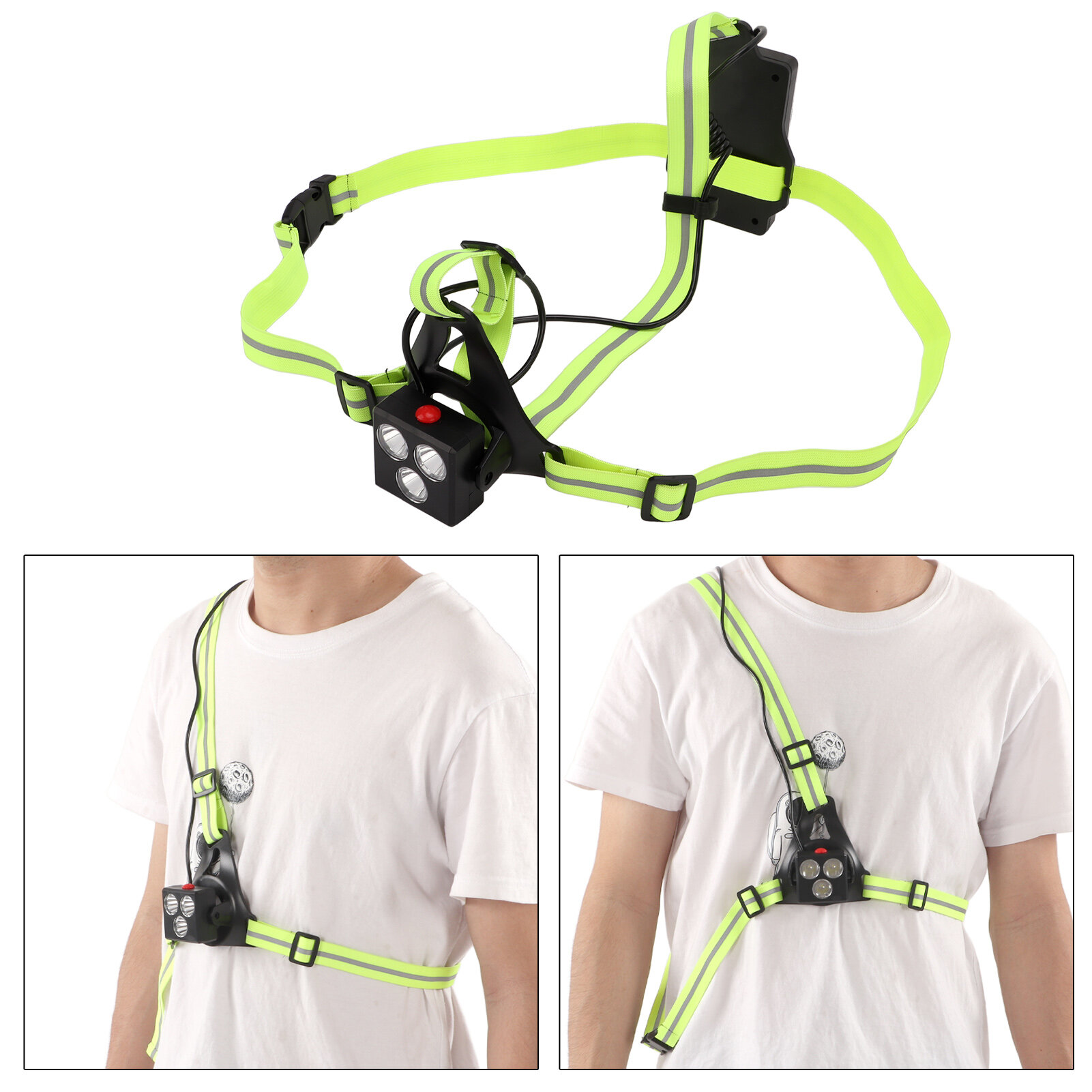 Нагрудный Фонарь: Водонепроницаемый Свет с Регулируемым Углом 3 Режима - USB Зарядка 2000 мАч Эластичный Ремень для Безопасного Бега и Походов