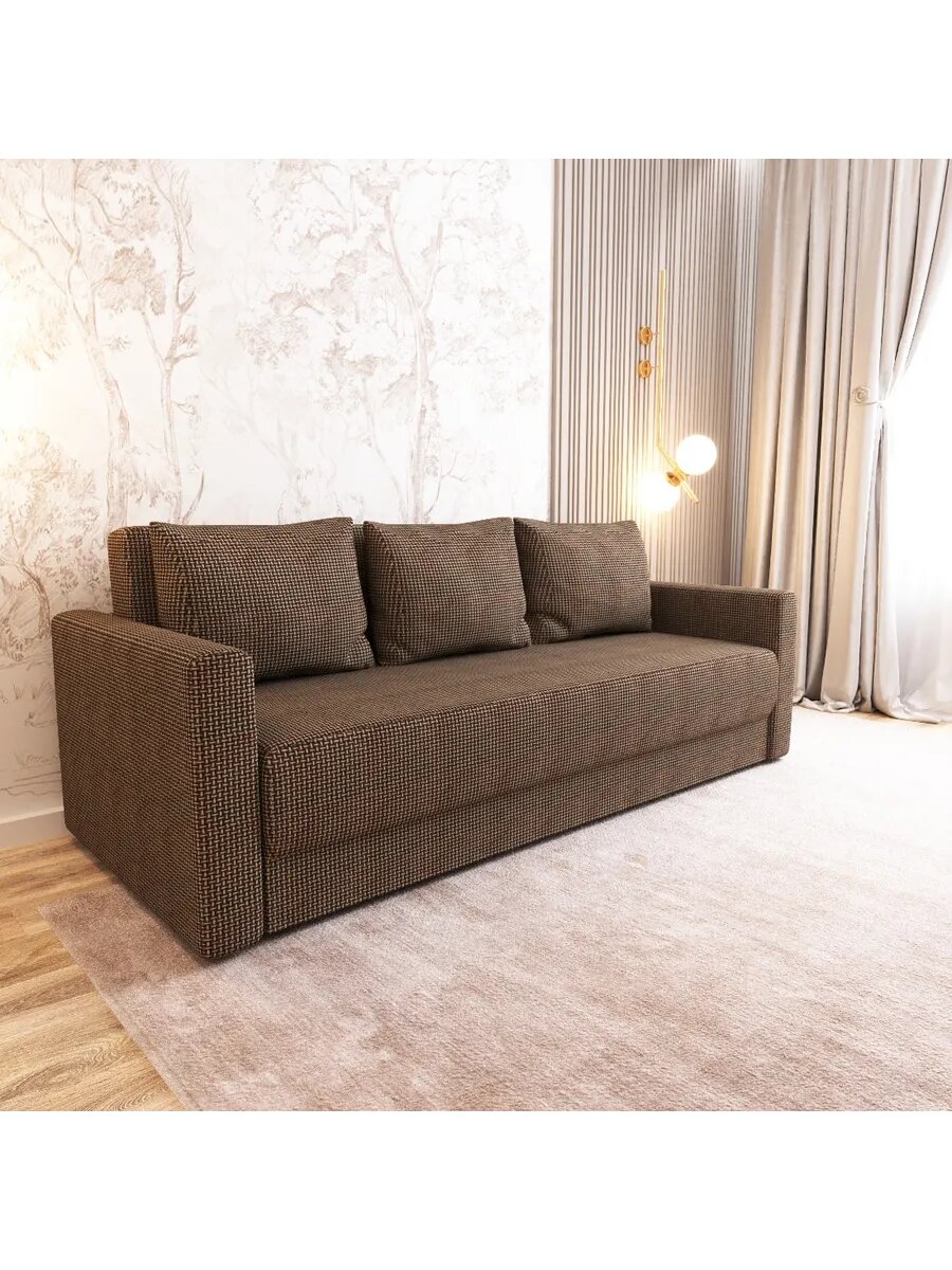 Диван раскладной, еврокнижка, с ящиком, рогожка, 80x92x190см