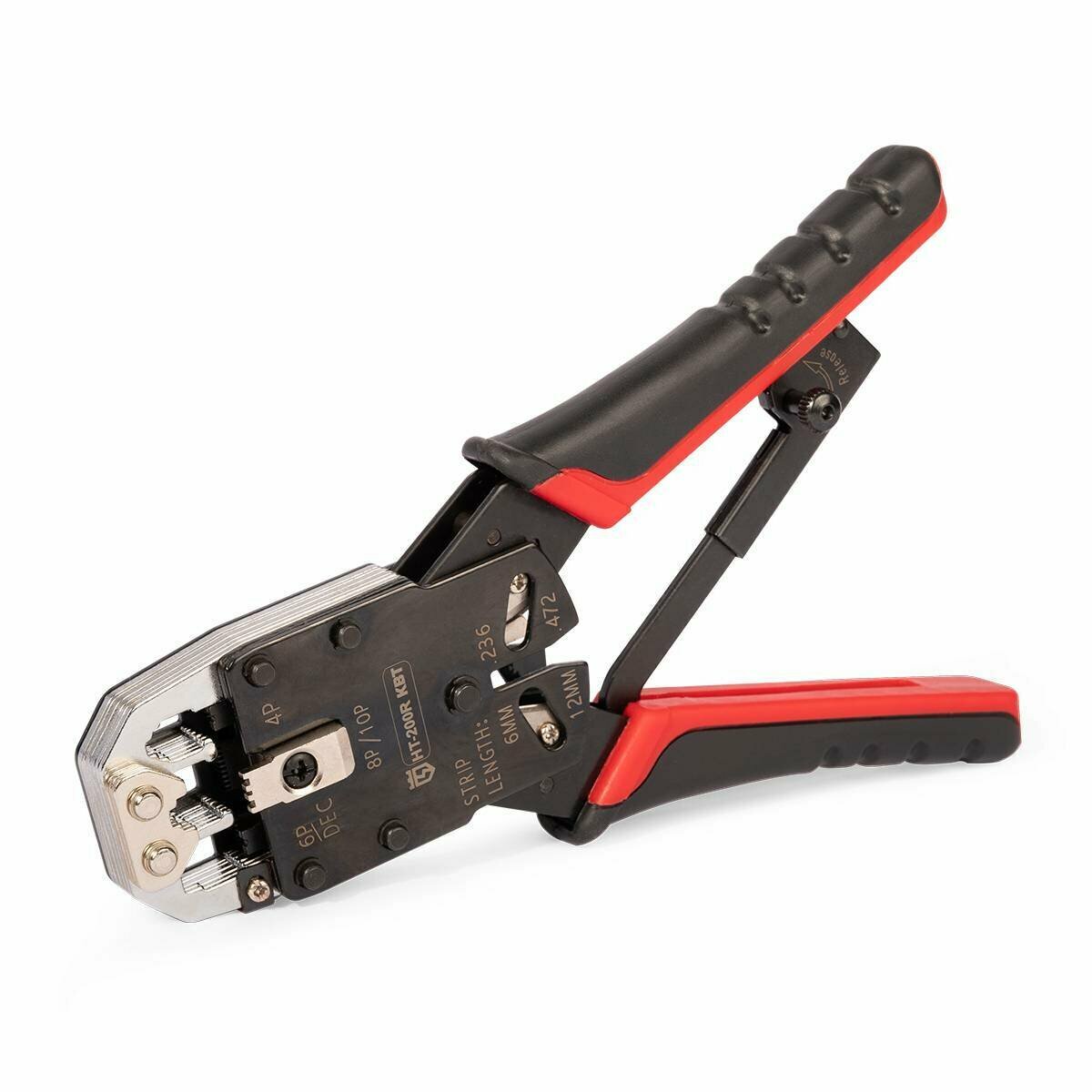 Кримпер многофункциональный с 3 встроенными модулями для обжима RJ-45, RJ-12, RJ-11 HT-200R (КВТ) 86603