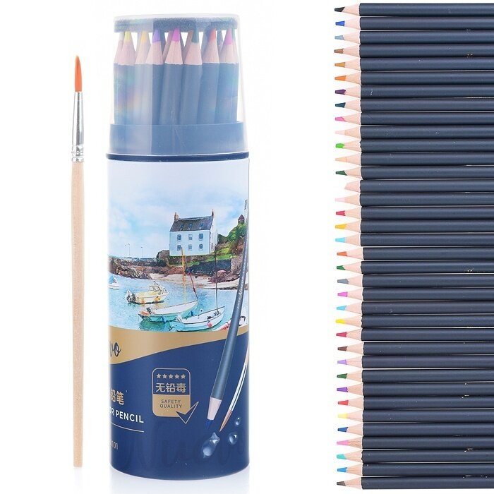 Карандаши цветные Deli 36 цветов, "Nuevo", липа, темно-серый корпус, металлическая туба (68101)