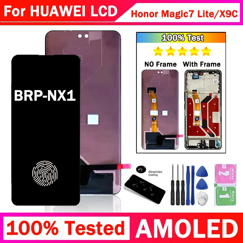 6,78 'AMOLED 120 Гц для Honor X9c ЖК-дисплей Magic7 Lite BRP-NX1 Сенсорный экран с дигитайзером для Honor Magic 7 Lite ЖК-дисплей X9C Purple With Frame