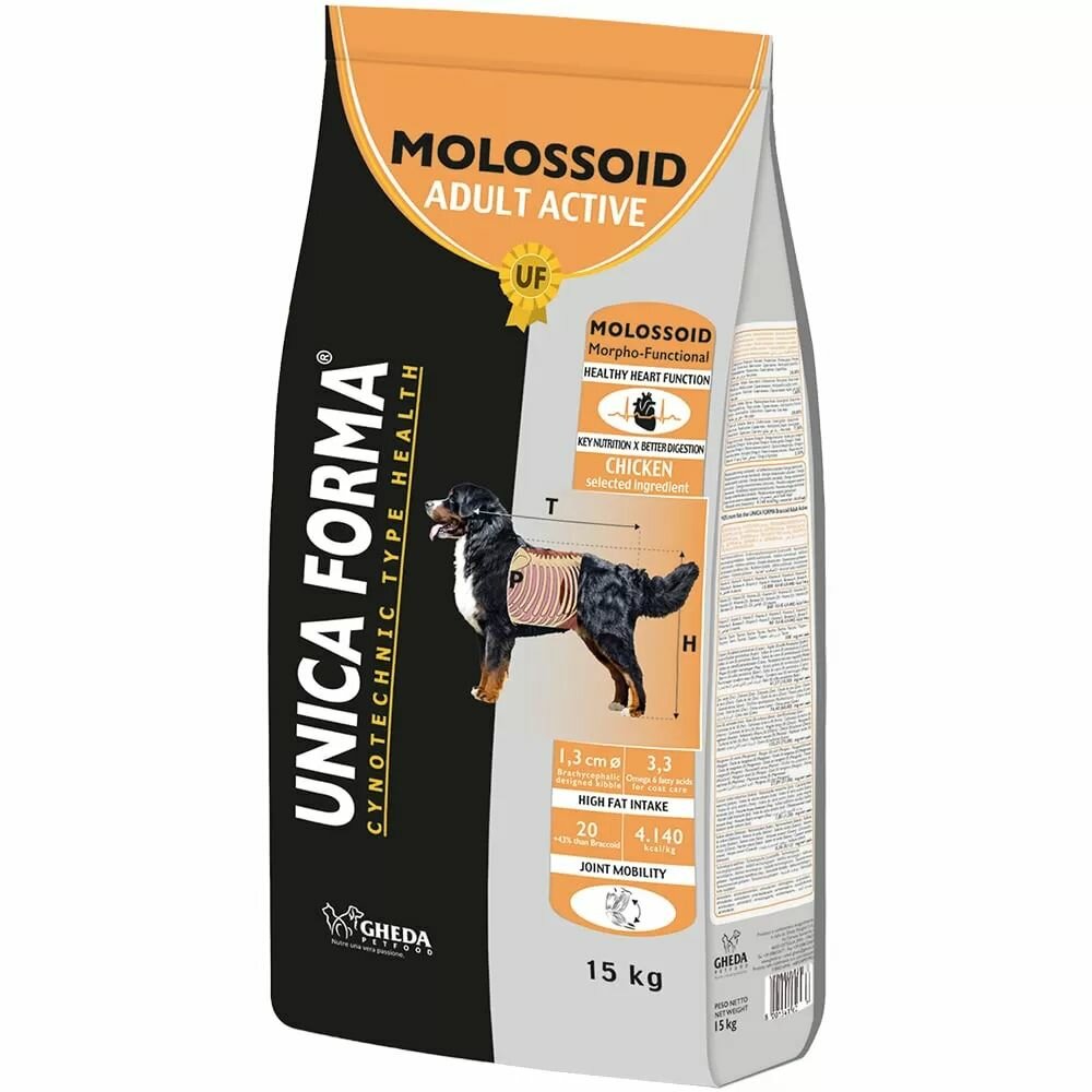 Unica Forma Molossoid Adult Active Сухой корм с курицей для взрослых собак крупных и гигантских пород 15 кг
