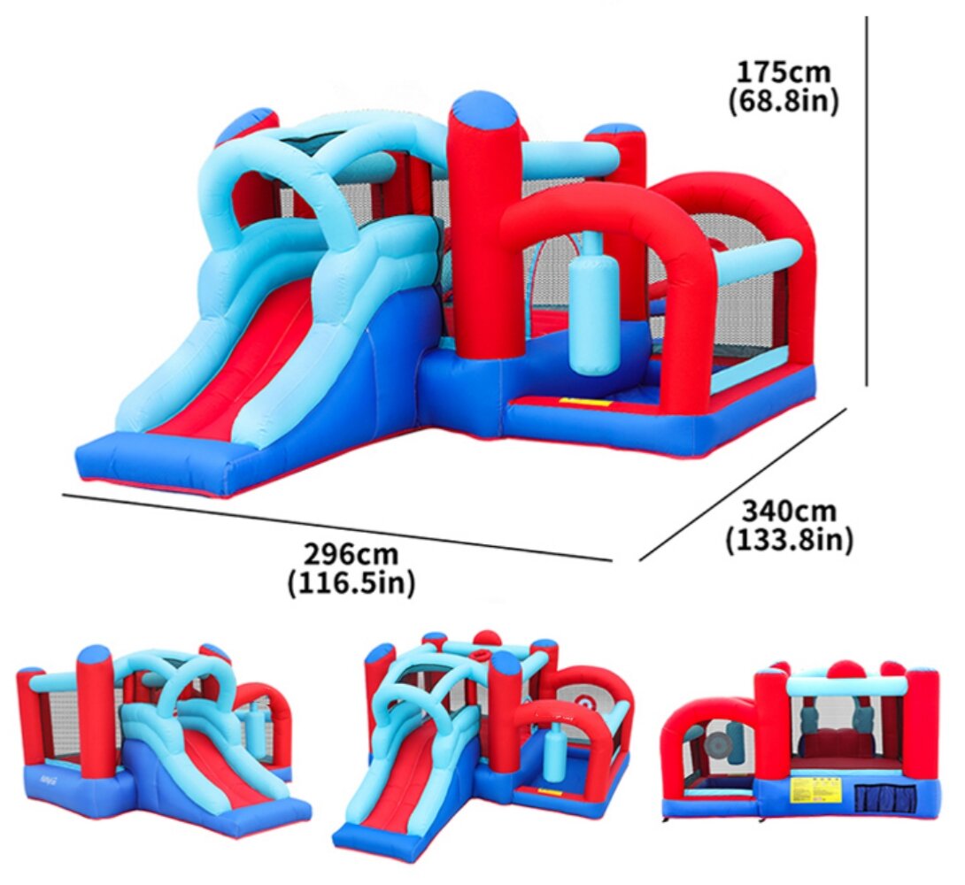 Детский надувной замок с горкой и батутом, Надувная складная игровая площадка