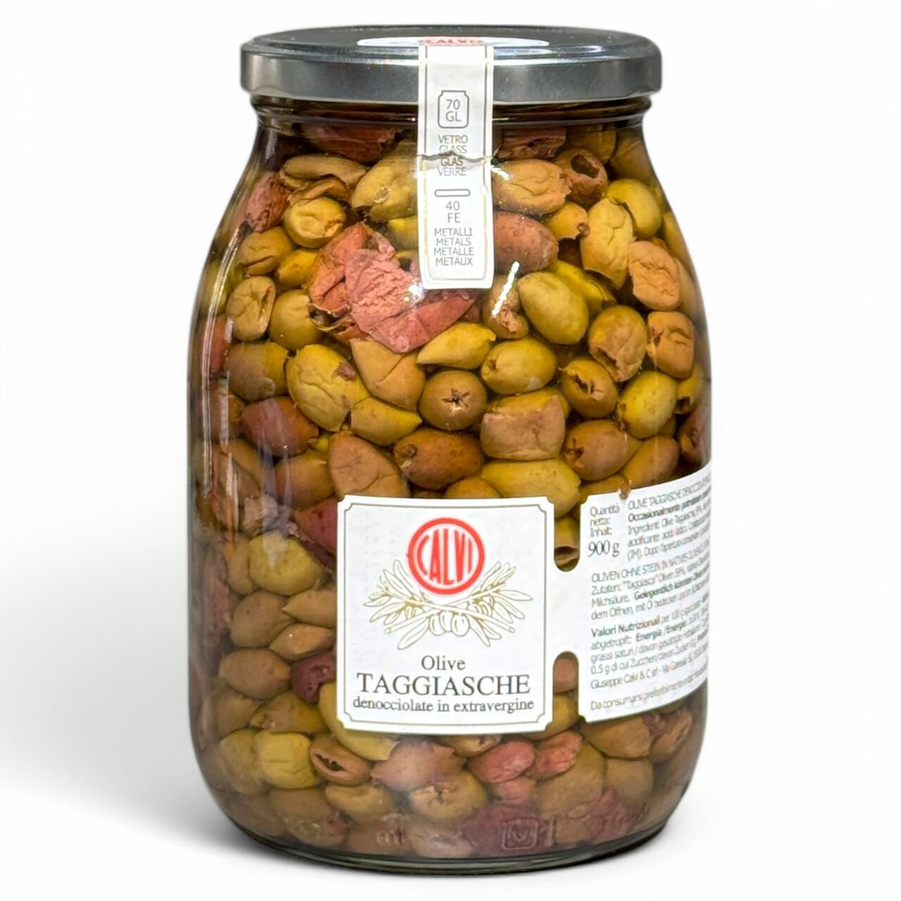 Оливки Таджасские без косточки в масле 900 г. Calvi Италия