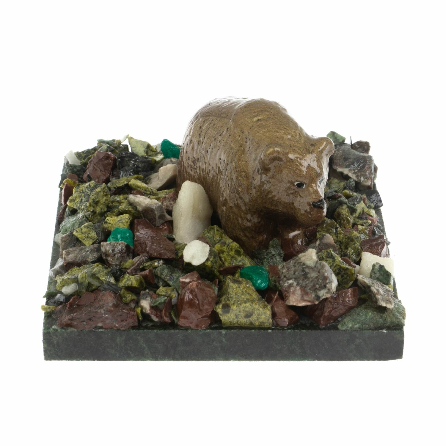 Сувенир "Мишка у камня" змеевик 116049