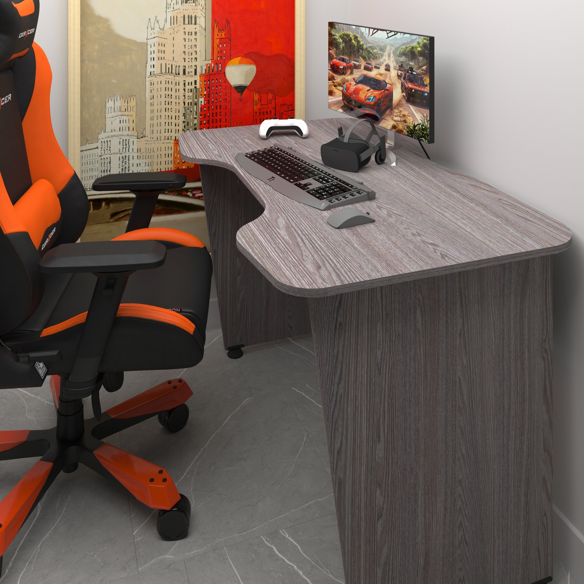 Стол компьютерный игровой Есэндвич Базис GG, 120х75х70 см (Анкор тёмный)