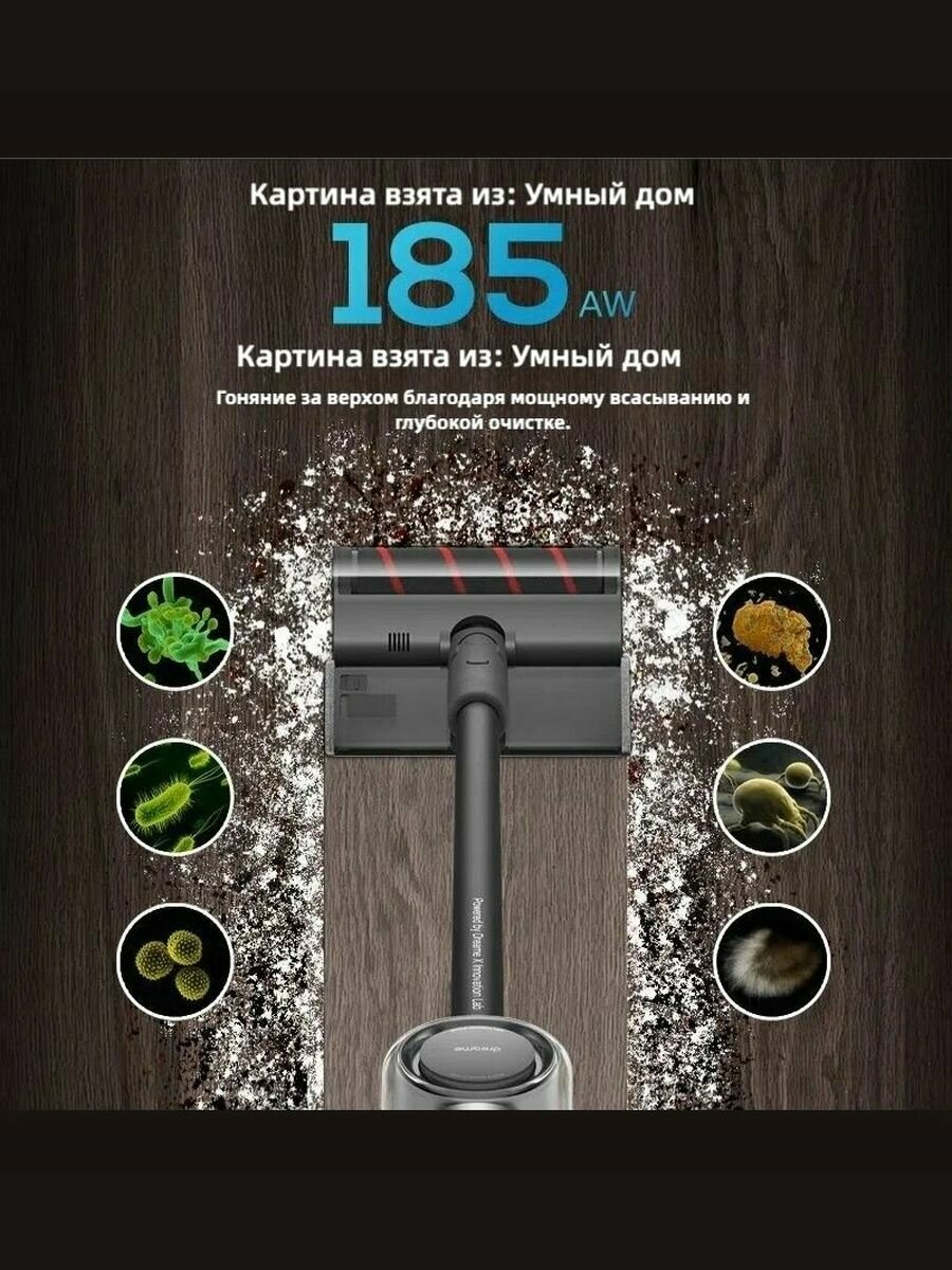 Пылесос DREAM V12s CN, мощность 55 Вт, вертикальный, сухая и влажная уборка, 4 насадки, HEPA-фильтр