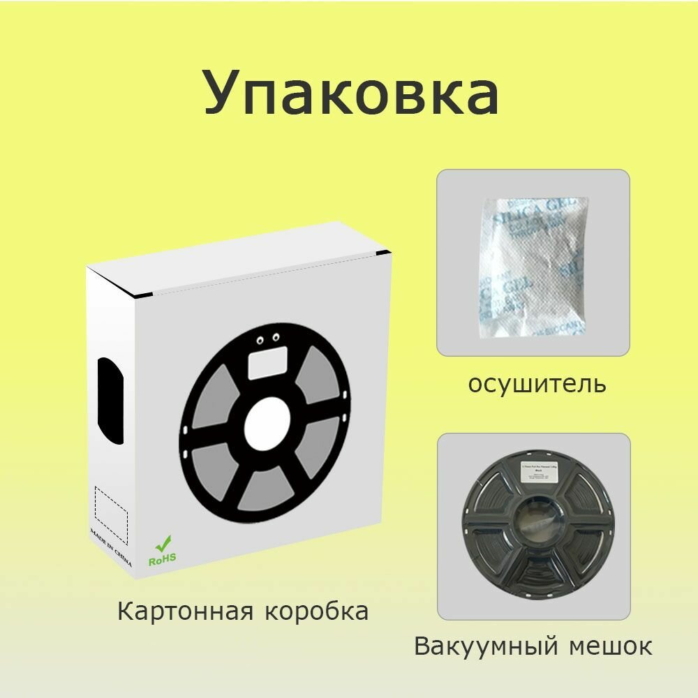 Нейлоновая нить OPY 1,75 мм 3D-печать Полиамид Прочный пластик 1 кг Черный цвет