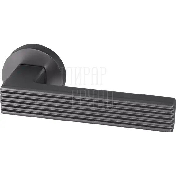 Дверная ручка Armadillo на круглой розетке "LINE" URB6 вороненый никель