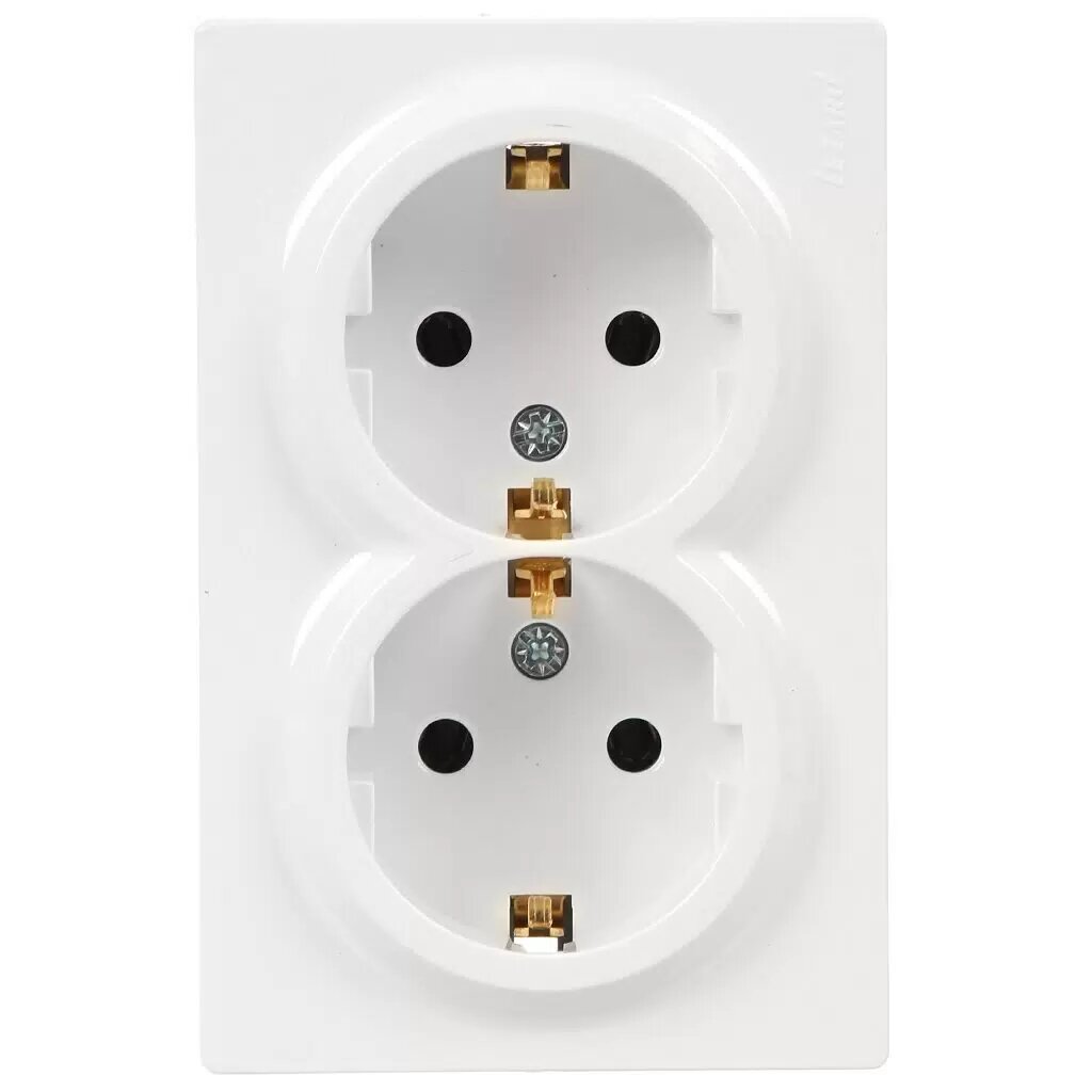 Розетка открытой установки, 2 гнезда, с заземлением, 16 А, 250 В, пластик, IP20, белая, закрытый корпус, Lezard, Leto, 752-0200-127B