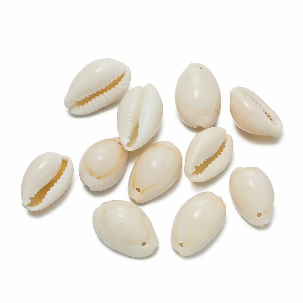 Бусины из морских ракушек Каури с одно отверстие 10 штук, стиль 03=v=