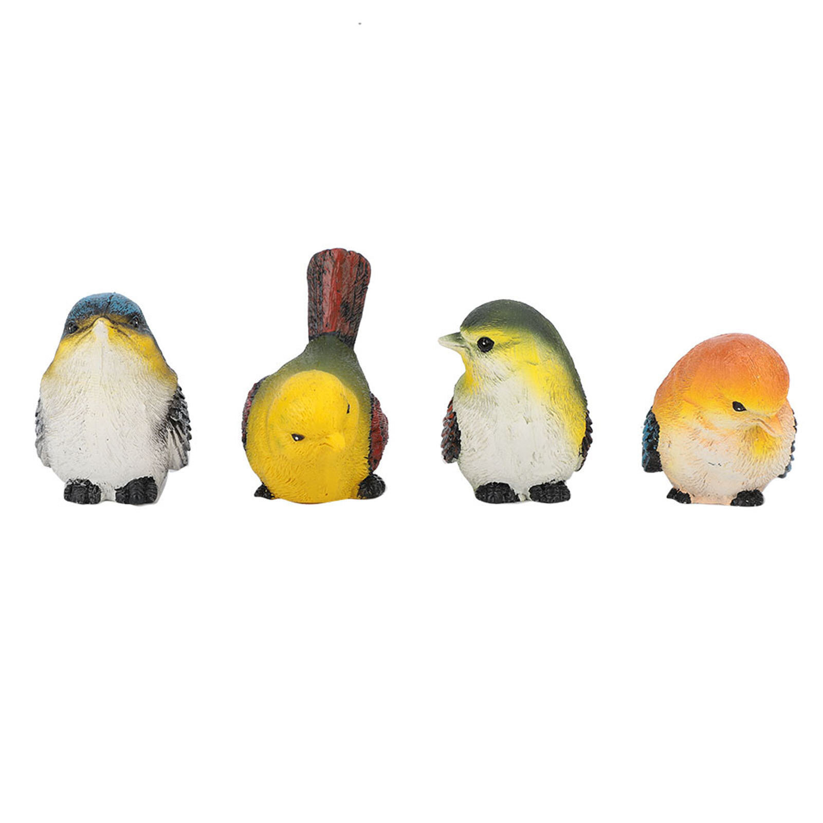 4pcs Bird Figurenes, Украшения для животных смолы для газона, сад, дворики украшения, домашний декор, украшение сада двора, простая в установке