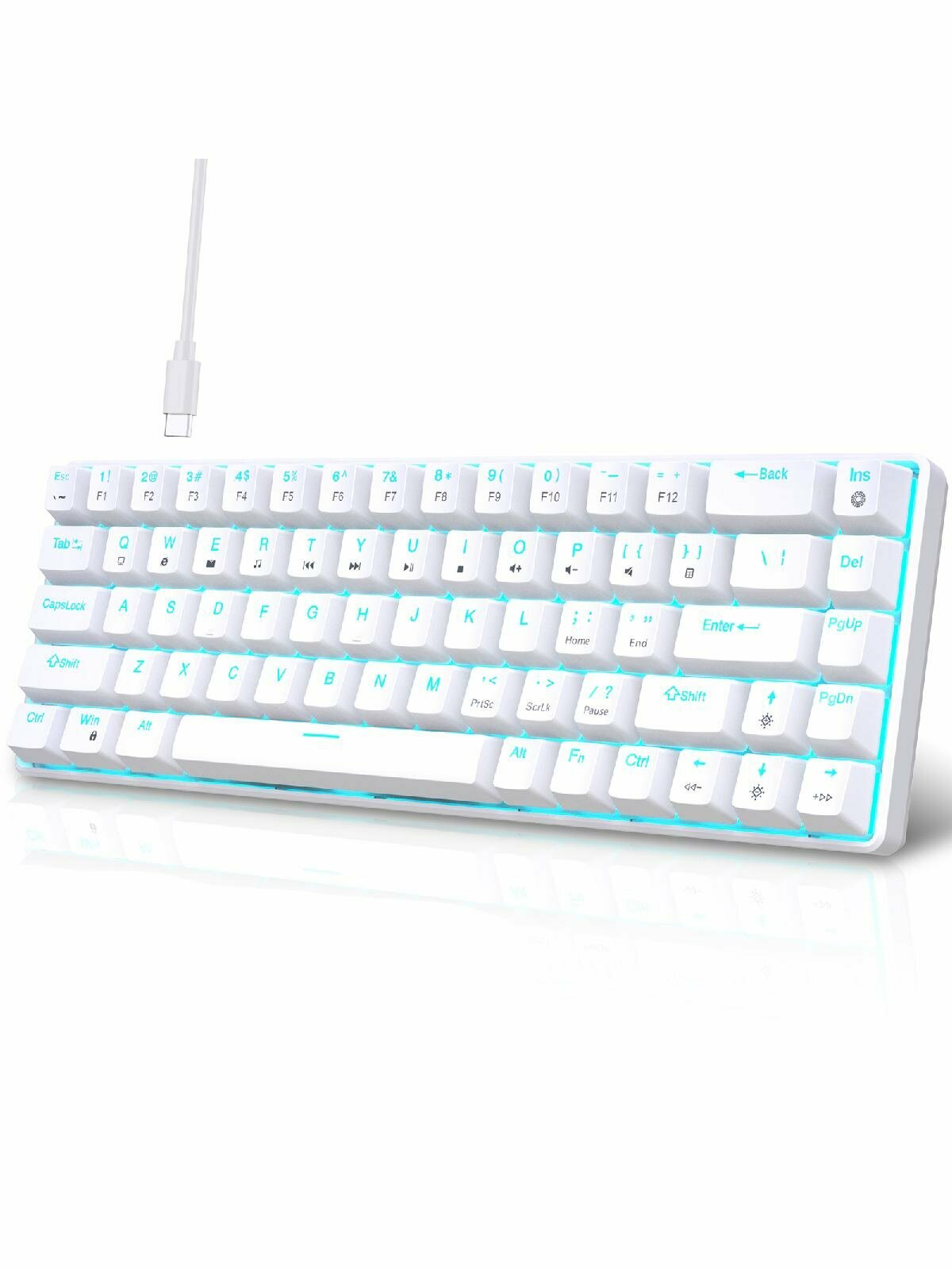 68Keys Mechanical Keyboard Double Shot Two Color Injections with Backlits Option for PC Gamer USB C Small Gaming Keypad